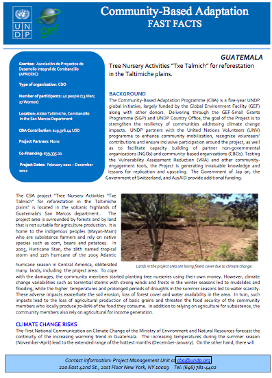 CBA Guatemala - APRODIC - Fast Facts | UNDP Climate Change Adaptation