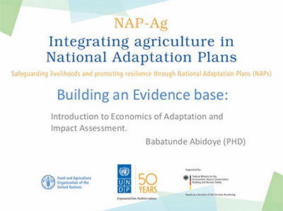 Building an Evidence base: Introduction to Economics of Adaptation and ...