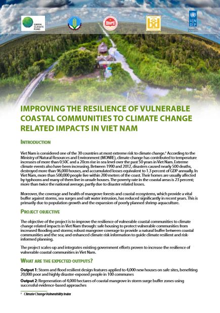 Factsheet for the project 'Improving resilience of vulnerable coastal ...