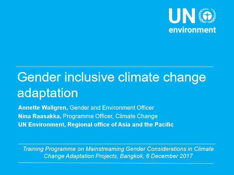 Powerpoint Presentation: 'Gender inclusive climate change adaptation ... Powerpoint Presentation: 'Gender inclusive climate change adaptation ...