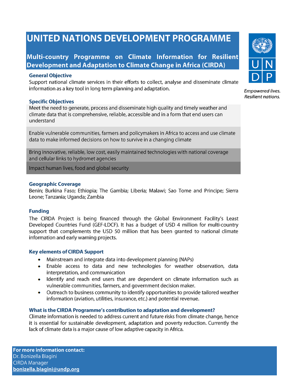 CIRDA Fact Sheet | UNDP Climate Change Adaptation