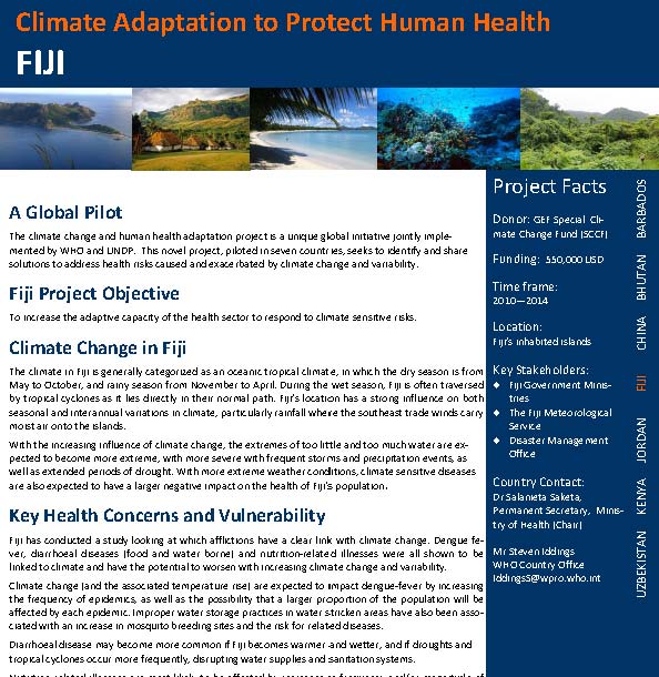 Climate change and Human Health Adaptation Project: Fiji Profile, 2011 ...