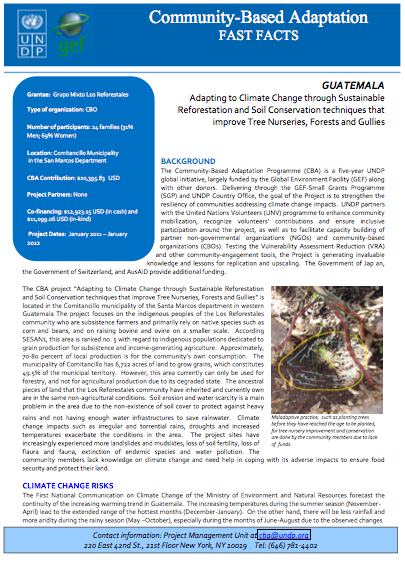 CBA Guatemala - Grupo Mixto Los Reforestales - Fast Facts | UNDP ...