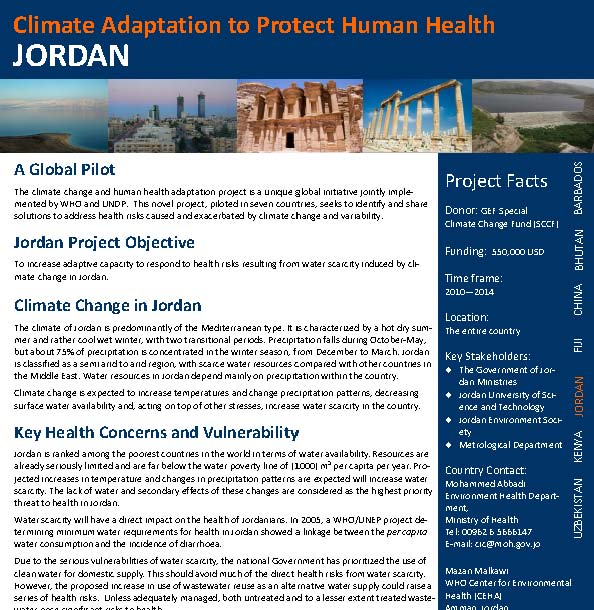 Climate change and Human Health Adaptation Project: Jordan Profile ...