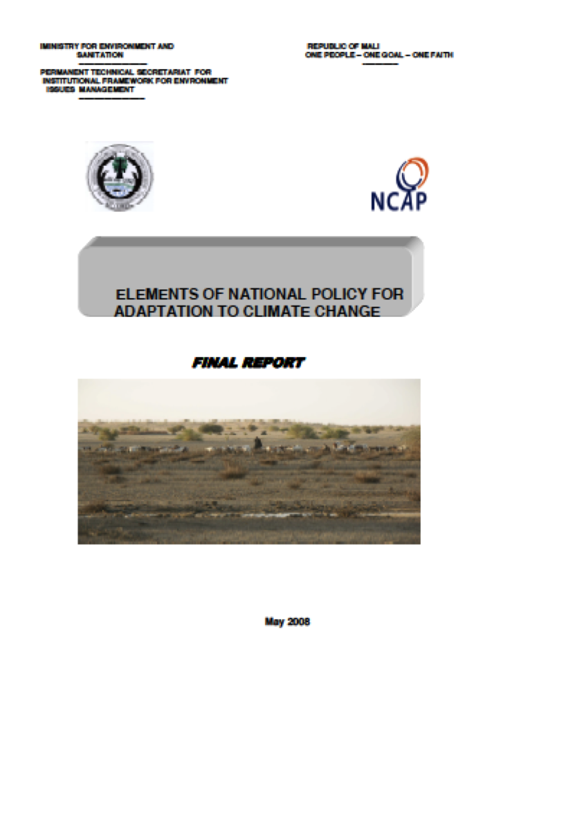 Mali’s Elements of National Policy for Adaptation to Climate Change ...