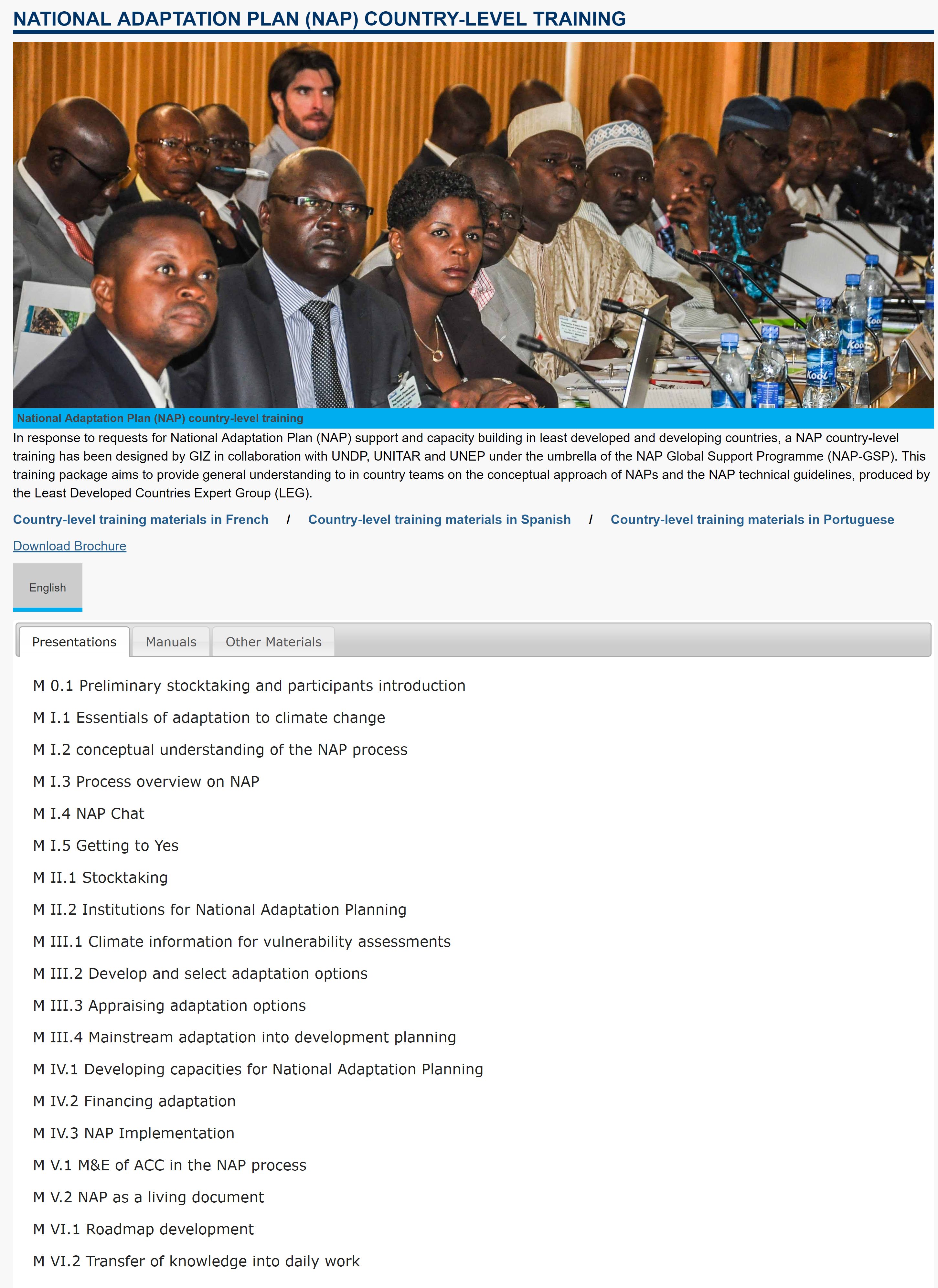 NAP Country-level Training Materials | UNDP Climate Change Adaptation