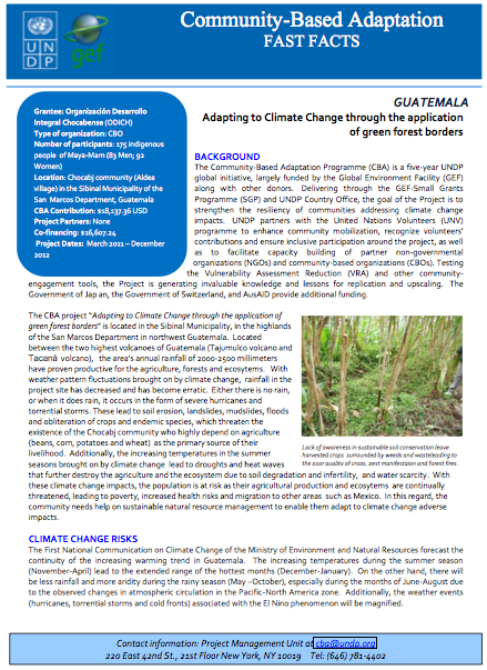 CBA Guatemala - ODICH - Fast Facts | UNDP Climate Change Adaptation