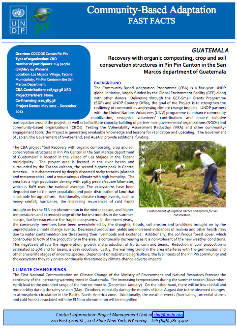 CBA Guatemala - Pin Pin - Fast Facts | UNDP Climate Change Adaptation