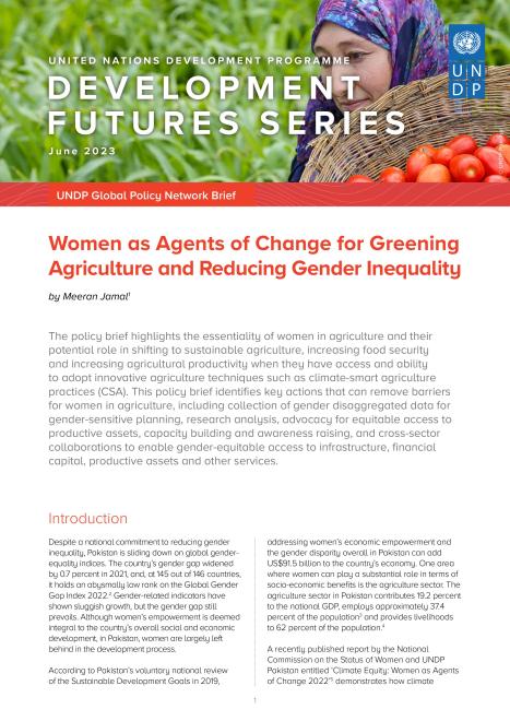 Women as Agents of Change for Greening Agriculture and Reducing Gender ...