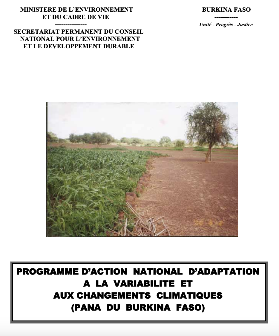 Burkina Faso National Adaptation Programme of Action (NAPA) Official Document (French ...