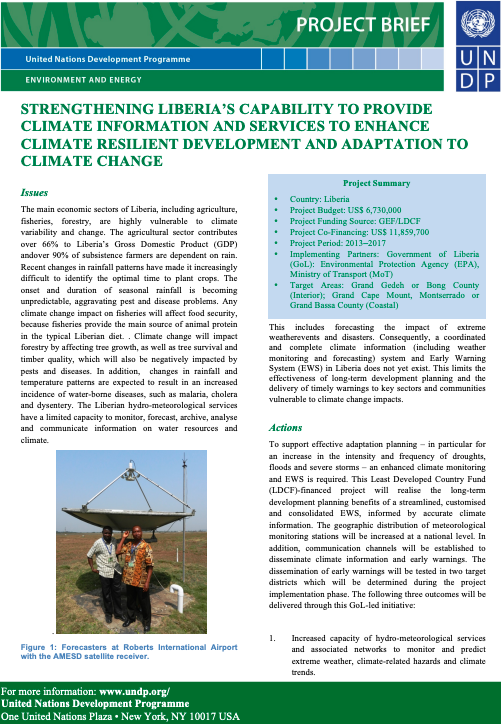 Project Brief : Liberia (Oct 2013) | UNDP Climate Change Adaptation