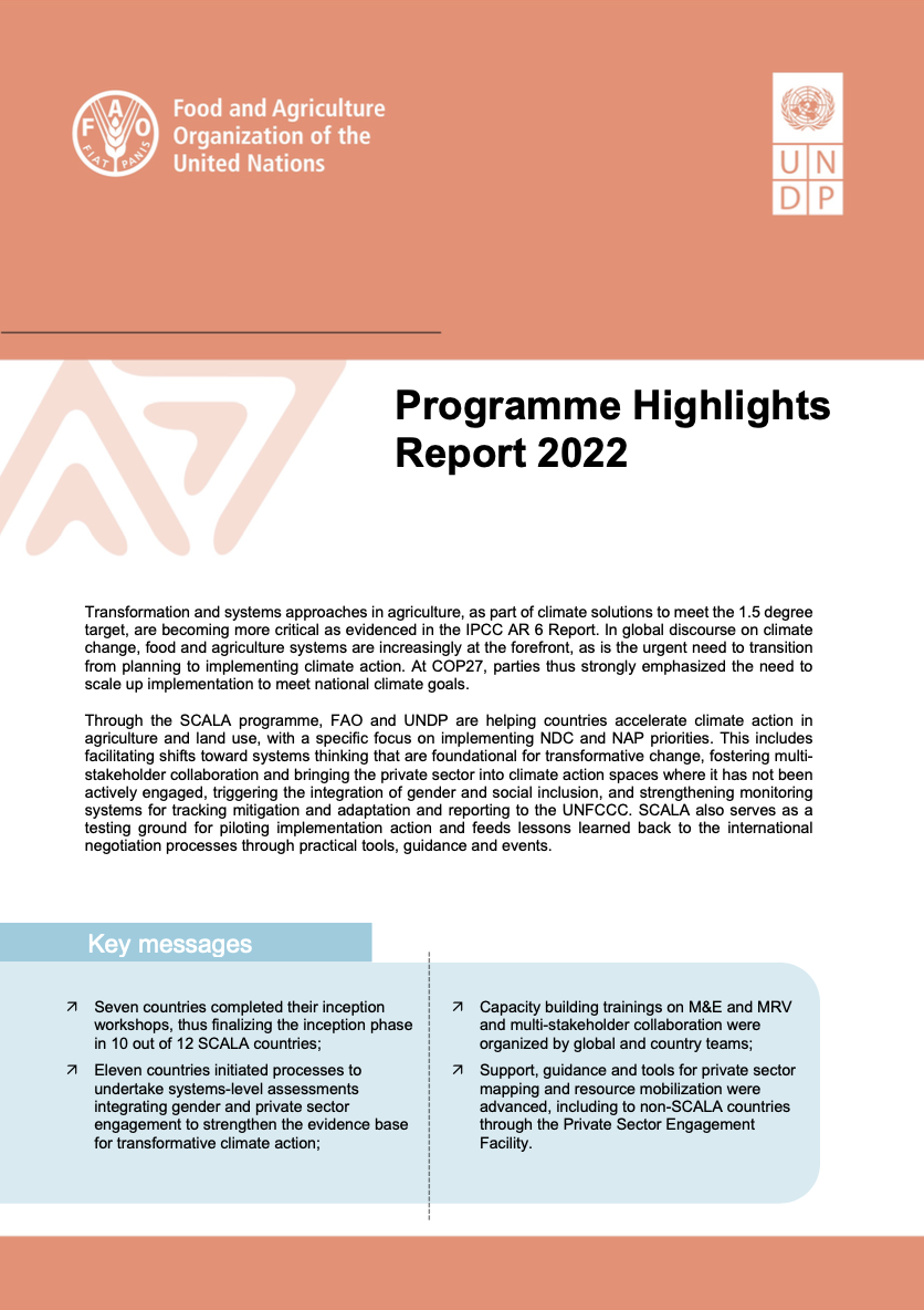 SCALA Programme Highlights Report 2022 | UNDP Climate Change Adaptation