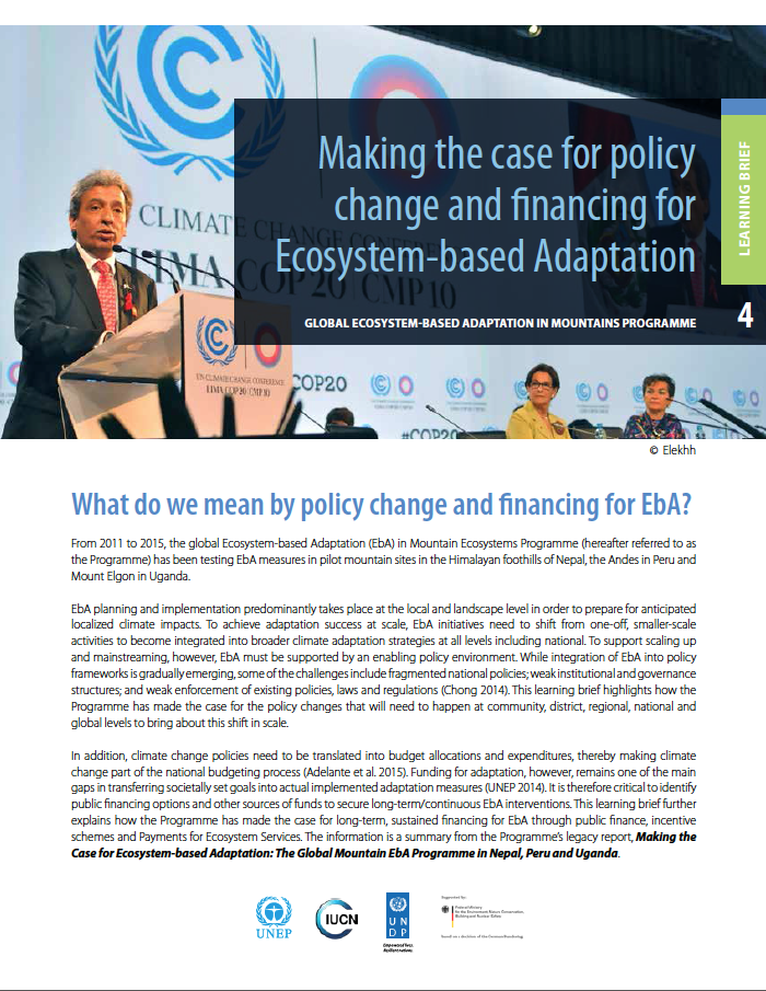 Learning Brief 4 - Making the case for policy change and financing for ...