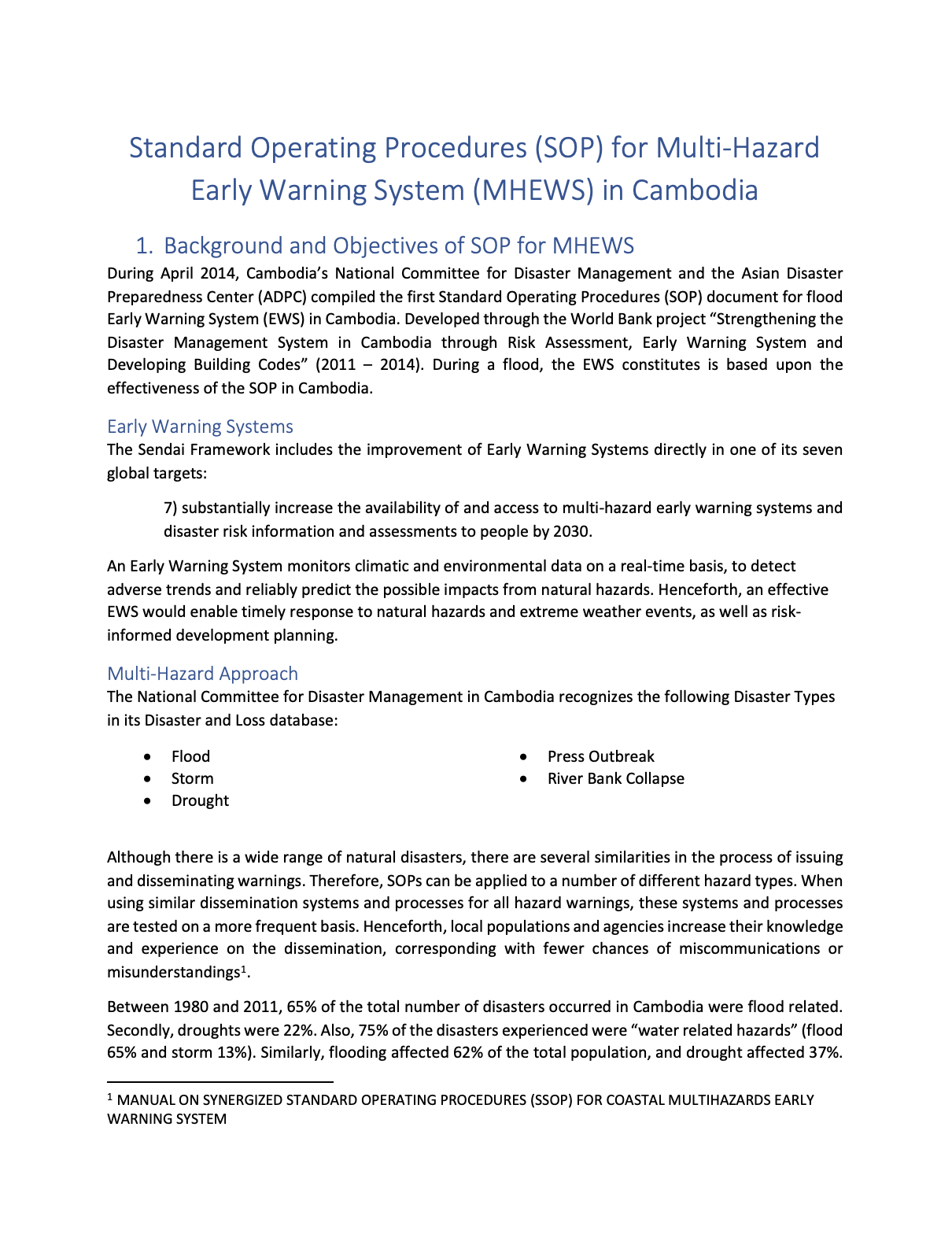 Early Warning System (EWS) Standard Operating Procedures | Cambodia ...