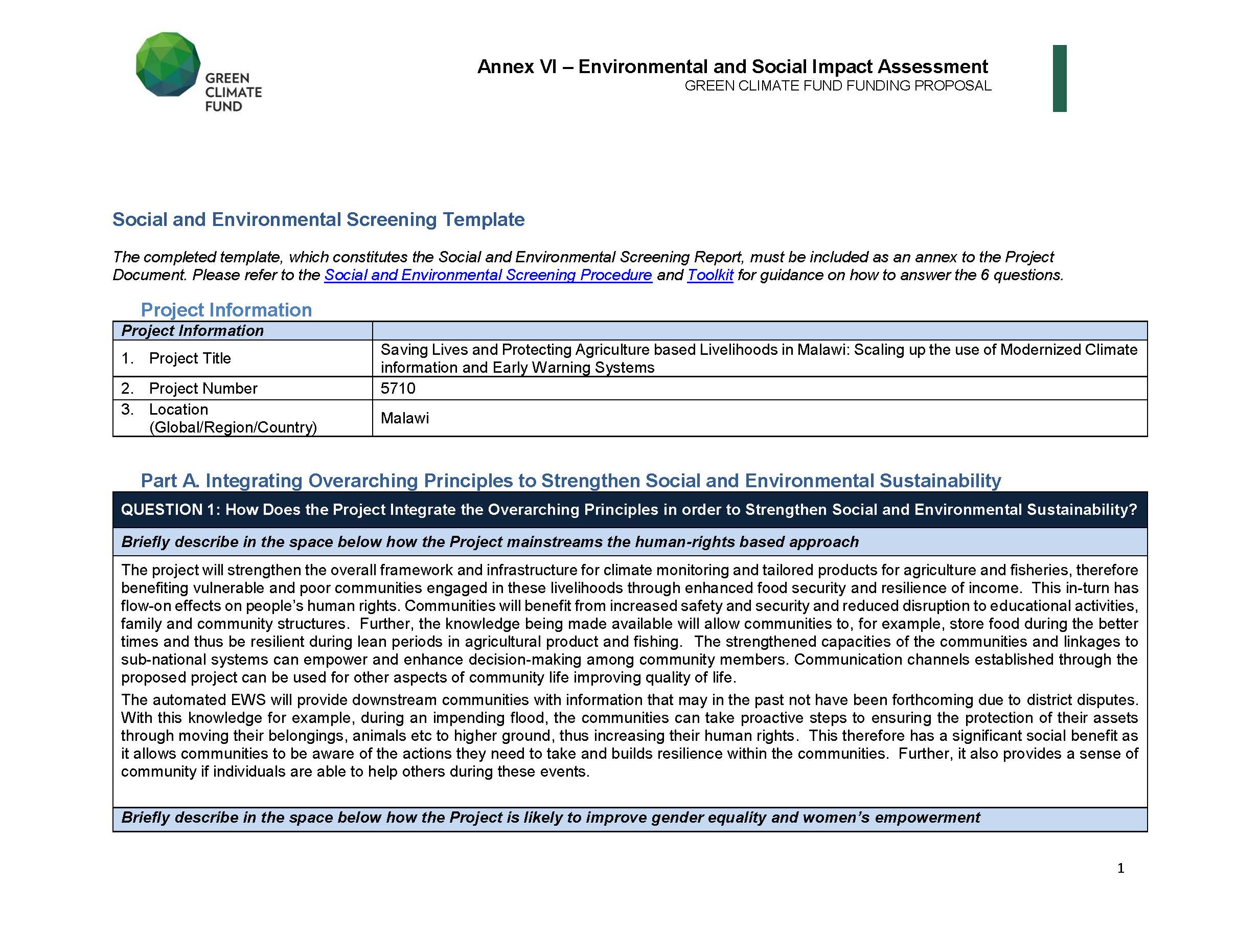 Environmental and Social Impact Assessment | UNDP Climate Change Adaptation