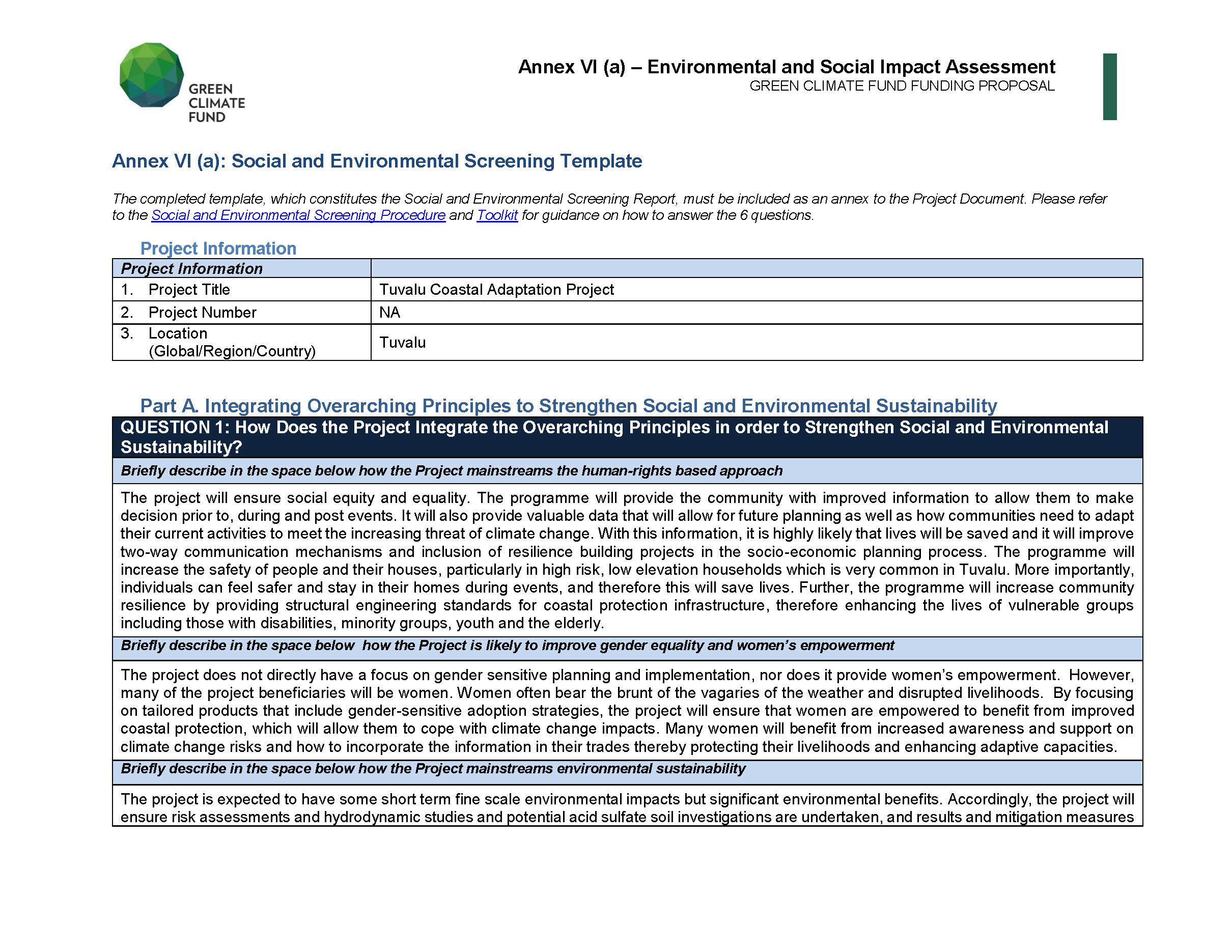 Environmental and Social Impact Assessment | UNDP Climate Change Adaptation