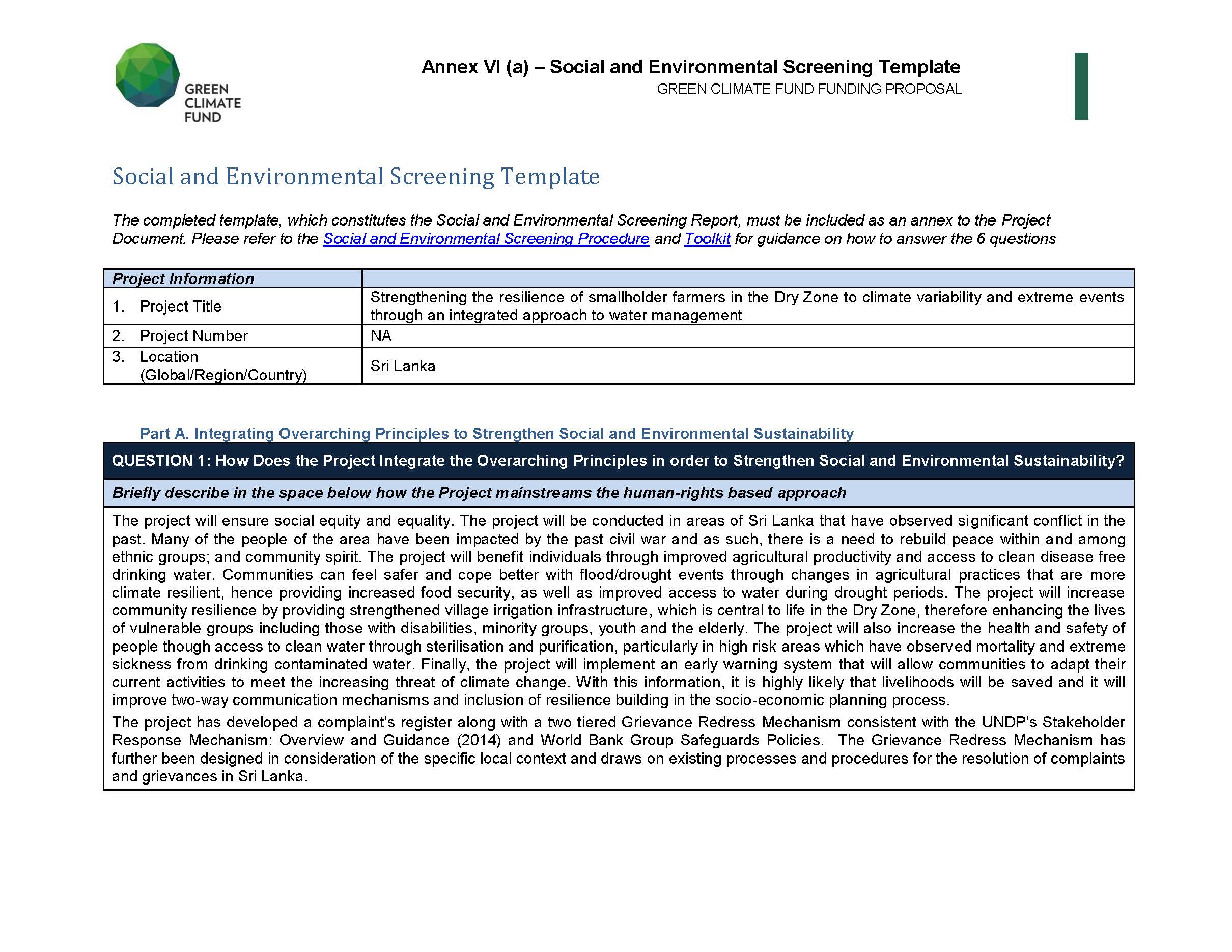 Environmental and Social Impact Assessment | UNDP Climate Change Adaptation
