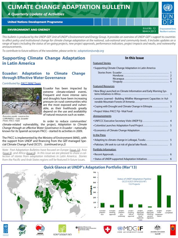 United Nations Development Programme & Climate Change Adaptation - A Quarterly Update of ...