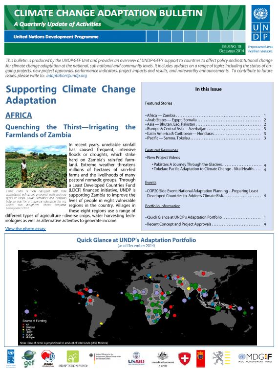 United Nations Development Programme & Climate Change Adaptation - A Quarterly Update of ...