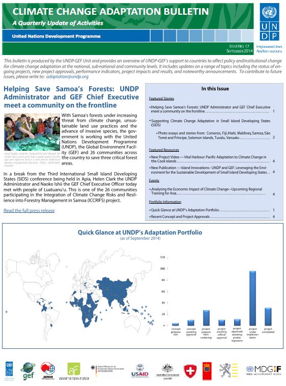 United Nations Development Programme & Climate Change Adaptation - A Quarterly Update of ...