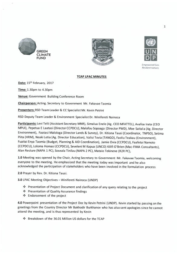 Local Project Appraisal Committee (LPAC) Meeting Minutes | TCAP ...