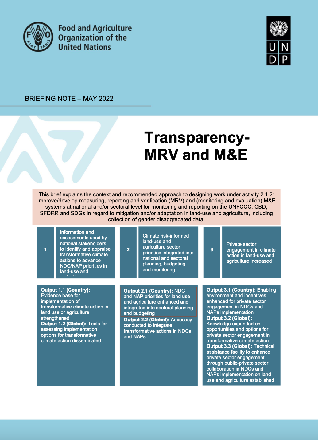 Briefing Note Transparency Monitoring Reporting Verification Mrv