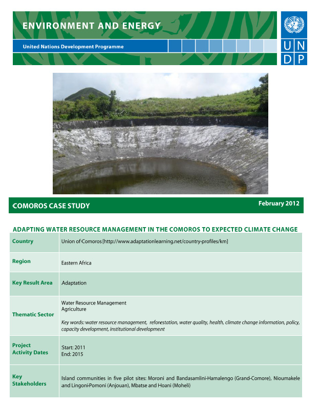 UNDP-ALM Comoros Case Study (February 2012) | UNDP Climate Change Adaptation