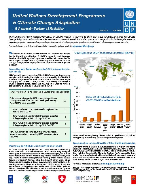 United Nations Development Programme & Climate Change Adaptation - A Quarterly Update of ...