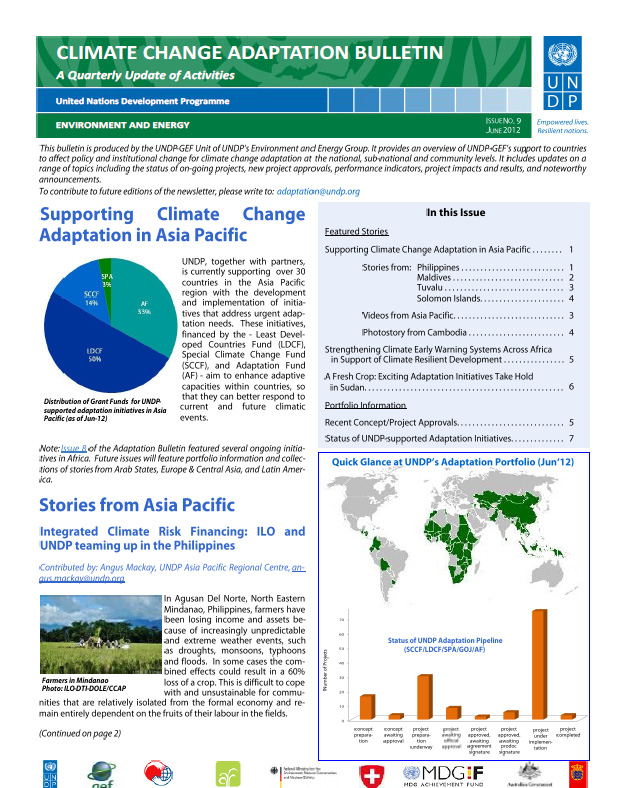 United Nations Development Programme & Climate Change Adaptation - A Quarterly Update of ...