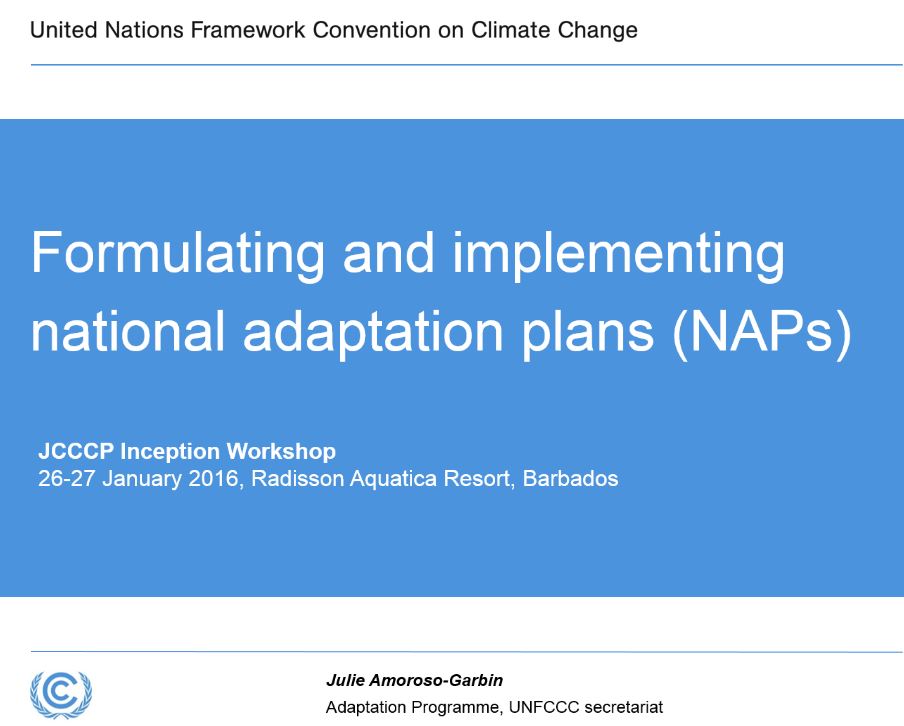 J-CCCP Inception Workshop - UNFCCC NAP Presentation | UNDP Climate Change Adaptation