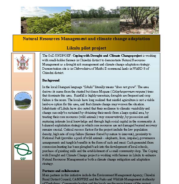 Zimbabwe CwDCC - Natural Resource Management: Natural Resources ... Zimbabwe CwDCC - Natural Resource Management: Natural Resources ...